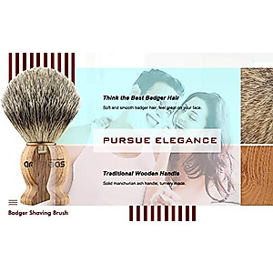 Shaving Set, 3in1 Pure Badger Hair Shaving Brush Natural Solid Wood Handle and Stainless Steel Shaving Stand with Shaving Bowl Dia 3.2 inches for Men Wet Shaving by Anbbas