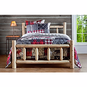 CASTLECREEK Cedar Log Queen Bed with Headboard and Footboard, Rustic Natural Unfinished Wooden Bed Frames