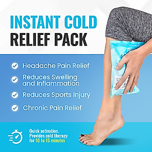 ICEWRAPS 4x7 Instant Cold Pack - Bulk Box of 50 | Cold Compress Instant Ice Pack for Emergency | Disposable Ice Packs for Injuries | Instant Breakable Ice Packs for First Aid and Sports
