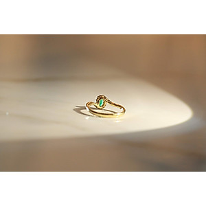 Gin & Grace 10K Yellow Gold Natural Emerald & Natural Diamond (I1,I2) Engagement Eternity Propose Promise Ring for Women