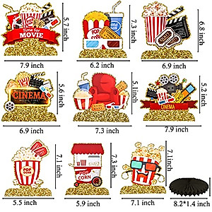 9PCS Movie Night Birthday Party Decoration Movie Table Honeycomb Centerpiece Movie Theme Theatre Table Decoration Movie Night Party Decoration for Movie Star Birthday Party Supplies
