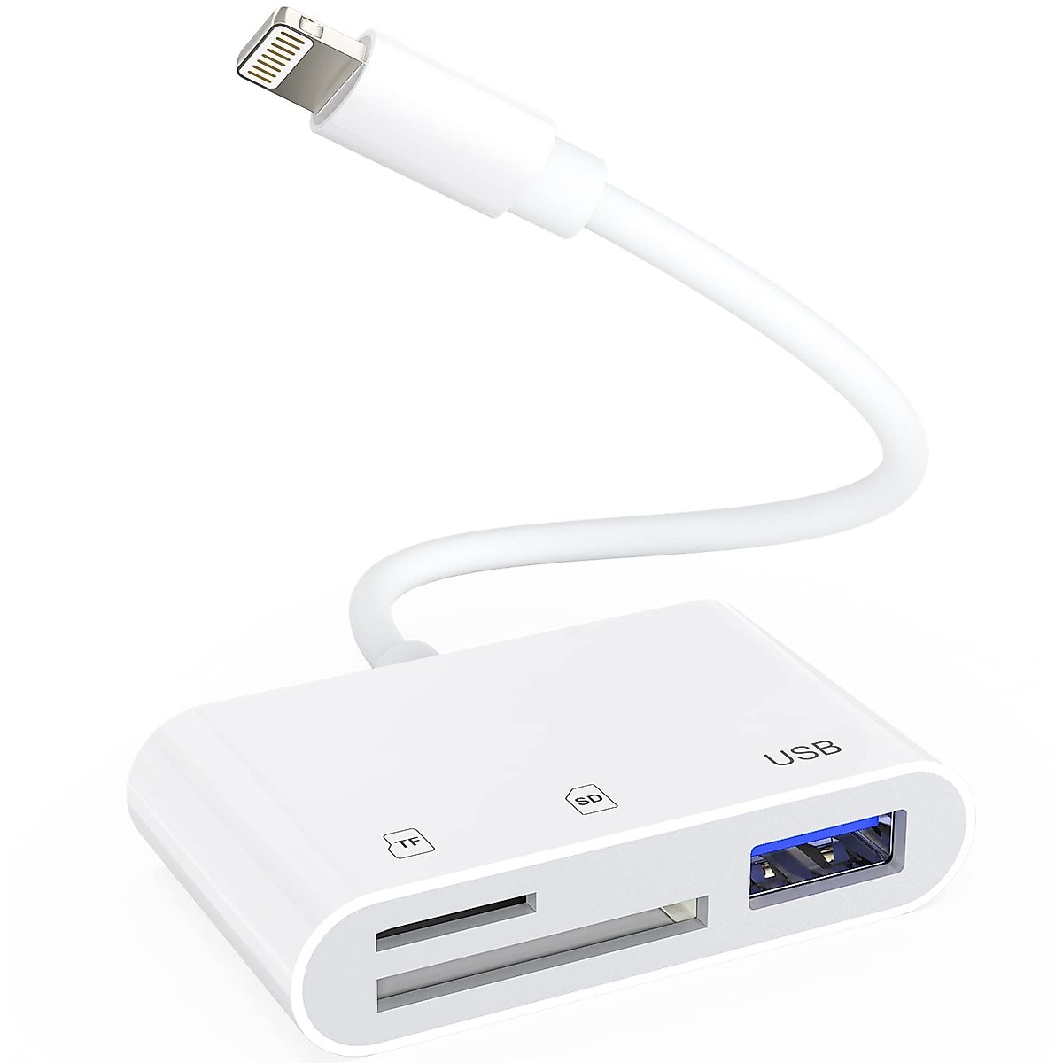 DCNETWORK Lightning to SD Card Reader for iPhone,USB Camera Adapter 3 in 1 USB Female OTG Adapter Compatible SD/TF Card, Memory Card Reader Portable USB 3.0 Adapter,Sd Card Adapter