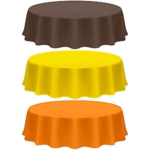 Patelai 12 Pcs Fall Plastic Round Tablecloth Disposable Autumn Table Cover 84 Inch Plastic Circular Tablecloths for Thanksgiving Day Harvest Birthday Party Decoration (Orange,Yellow,Brown)
