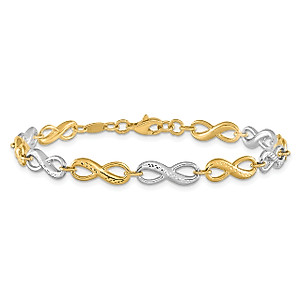 IceCarats 14K Two Tone Gold Infinity Twisted Love Knot Symbol Chain Charm Bracelet