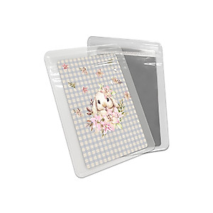 Carosoffe Easter Small Compact Mirror for Purse, Bunny Spring Flowers Retro Burlap Blue Plaid Travel Makeup Mirror for Women Men, Rectangular Handheld Compact Pocket Mirror 4 PCS