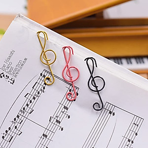 Music Multicoloured Metal Paper Clips 6 Colors, Musical Notes Style Fun Paper Clips Cute, Rainbow Music Paper Clips for Party Invitation Card Desk Bookmark Office School Notebook (50Pcs)