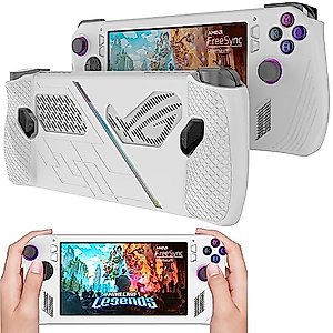 NINKI Compatible Silicone ASUSS ROG Ally Gaming Handheld Case,Soft Silicone Case Dustproof Lightweight Protective Case Cover for ASUS Rog Ally Gaming Console Protector Case White (No Screen Protector)
