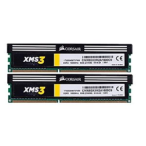 Corsair Memory CMX8GX3M2A1600C9 XMS3 8GB (2x4GB) DDR3 1600 MHz (PC3 12800) Desktop Memory 1.65V