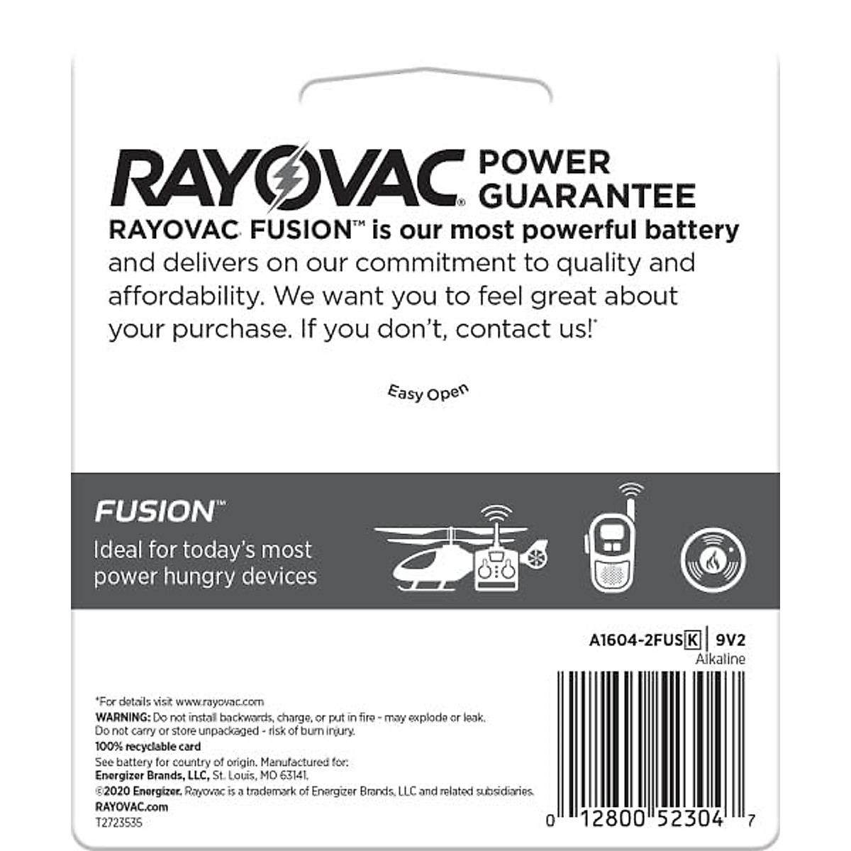 Rayovac Fusion 9V Batteries, Premium Alkaline 9V Battery (2 Count)