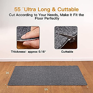 Office Chair Mat for Hardwood & Tile Floor, 55"x35" Computer Gaming Rolling Chair Mat, Under Desk Low-Pile Rug, Large Anti-Slip Floor Protector for Home Ofiice(Dark Gray)