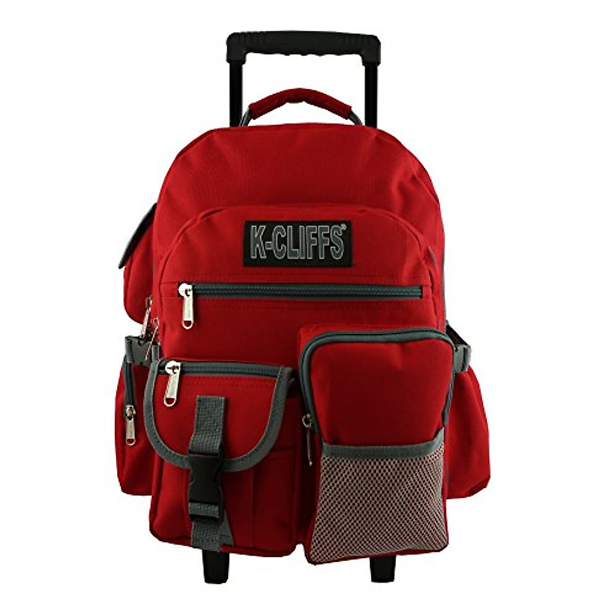 K-Cliffs Heavy Duty Rolling Backpack School Bookbag with Wheels Deluxe Wheeled Daypack