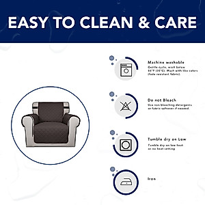 PureFit Reversible Sofa Cover Water Resistant Loveseat Couch Cover, Machine Washable Furniture Cover with Non-Slip Foam and Adjustable Strap for Dogs, Pets (Loveseat, Chocolate/Beige)