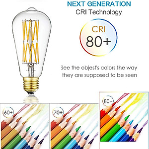 Leools Filament LED Edison Bulb 15W Dimmable 2700K Warm White 1300LM, 120W Incandescent Equivalent E26 Base, ST64 Vintage LED Filament Bulbs, 360 Degrees Beam Angle, Pack of 2