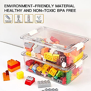 JCXivan 4 Storage Bins with Lids,4 qt Clear Containers Each for Organizing,Small Storage Box,Plastic Tub with Lid,Latching Totes for Storage Organizer Pens, Stickers Organization,Stackable,White