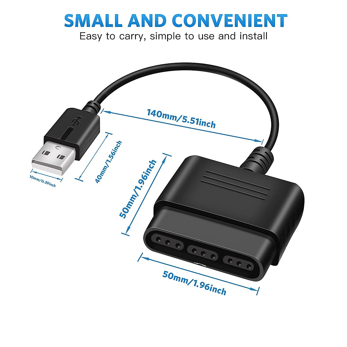 Xahpower 2 Pack PS2 Controller to USB Adapter Converter Cable, Compatible with Sony PS1/PS2 Controller Gamepad to PS3/PC Controller