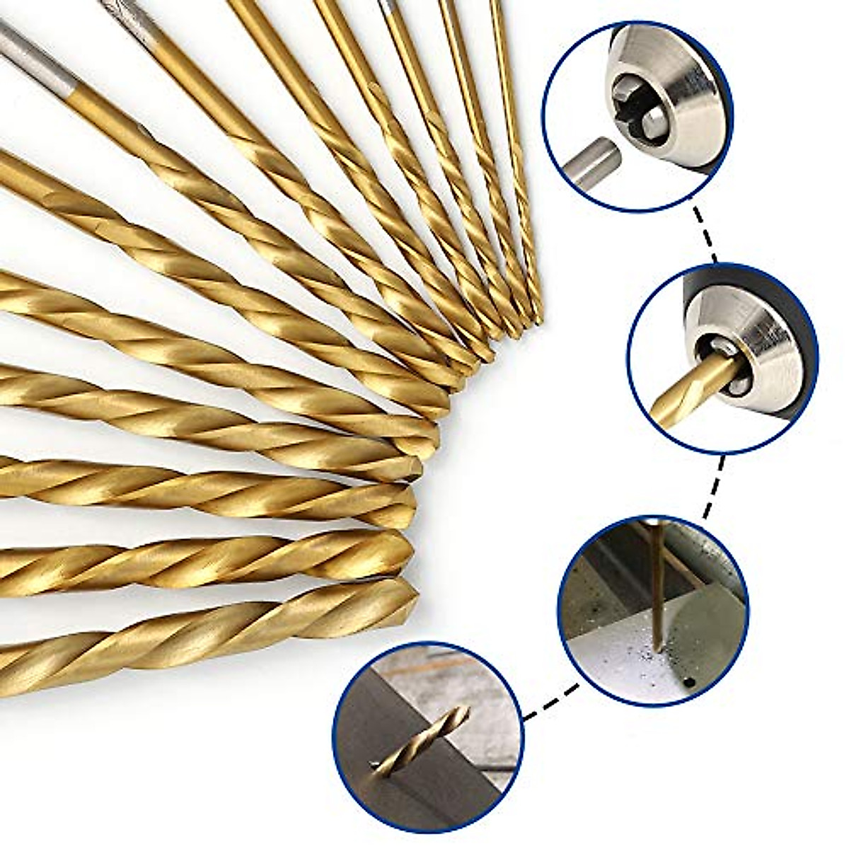 COMOWARE Left Hand Drill Bit Set, 13 Piece | M2 HSS with Titanium Nitride Coating | SAE (1/16" - 1/4")
