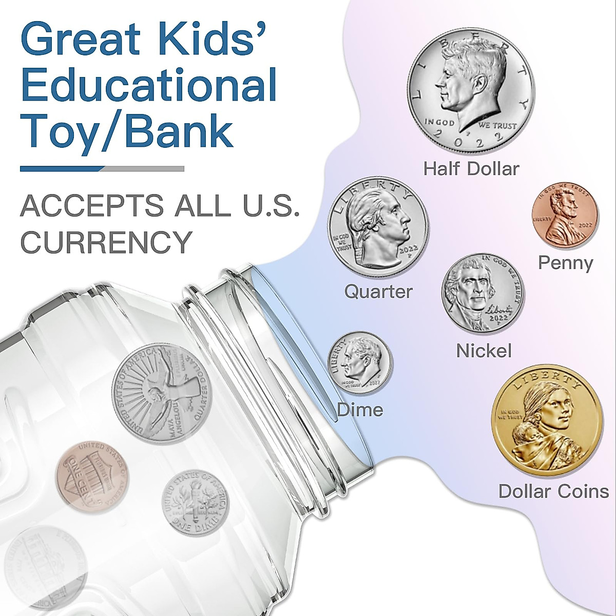 Lefree Big Piggy Bank, Digital Counting Coin Bank,Money Saving Jar,Gift,Powered by 2AAA Battery (Not Included)…