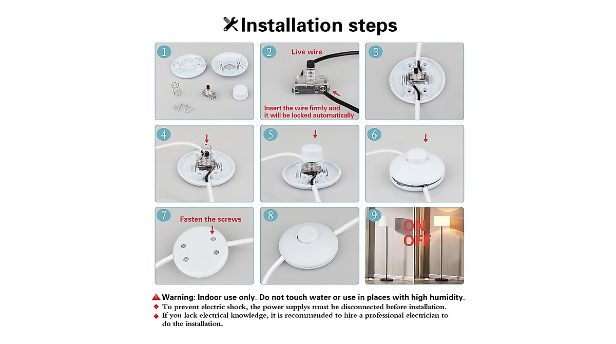 Helunsi 3Pcs Floor Lamp Foot Switch - Durable & Safe