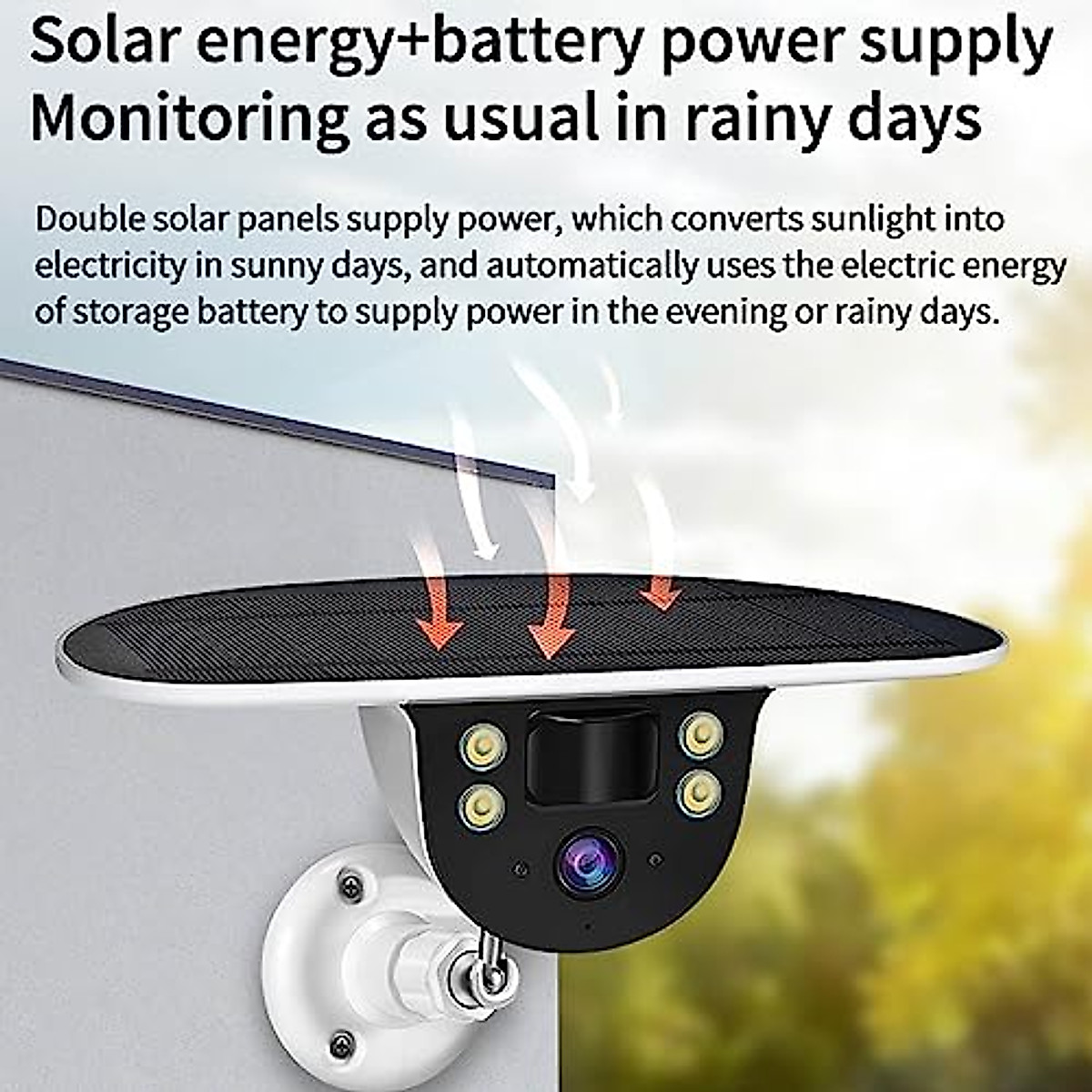 ciciglow Solar Security Camera, Waterproof Outdoor Camera, 2MP 1080P Home Security System, PIR Human Sensing, Camera Lens Flexibly Rotated Up, 2 Way Intercom