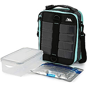 Arctic Zone High Performance Ultimate Upright Expandable Insulated Lunch Pack with 2pc Leak Proof Food Container (37.2 fl.oz) and 350g High Performance Ice Pack - Grey