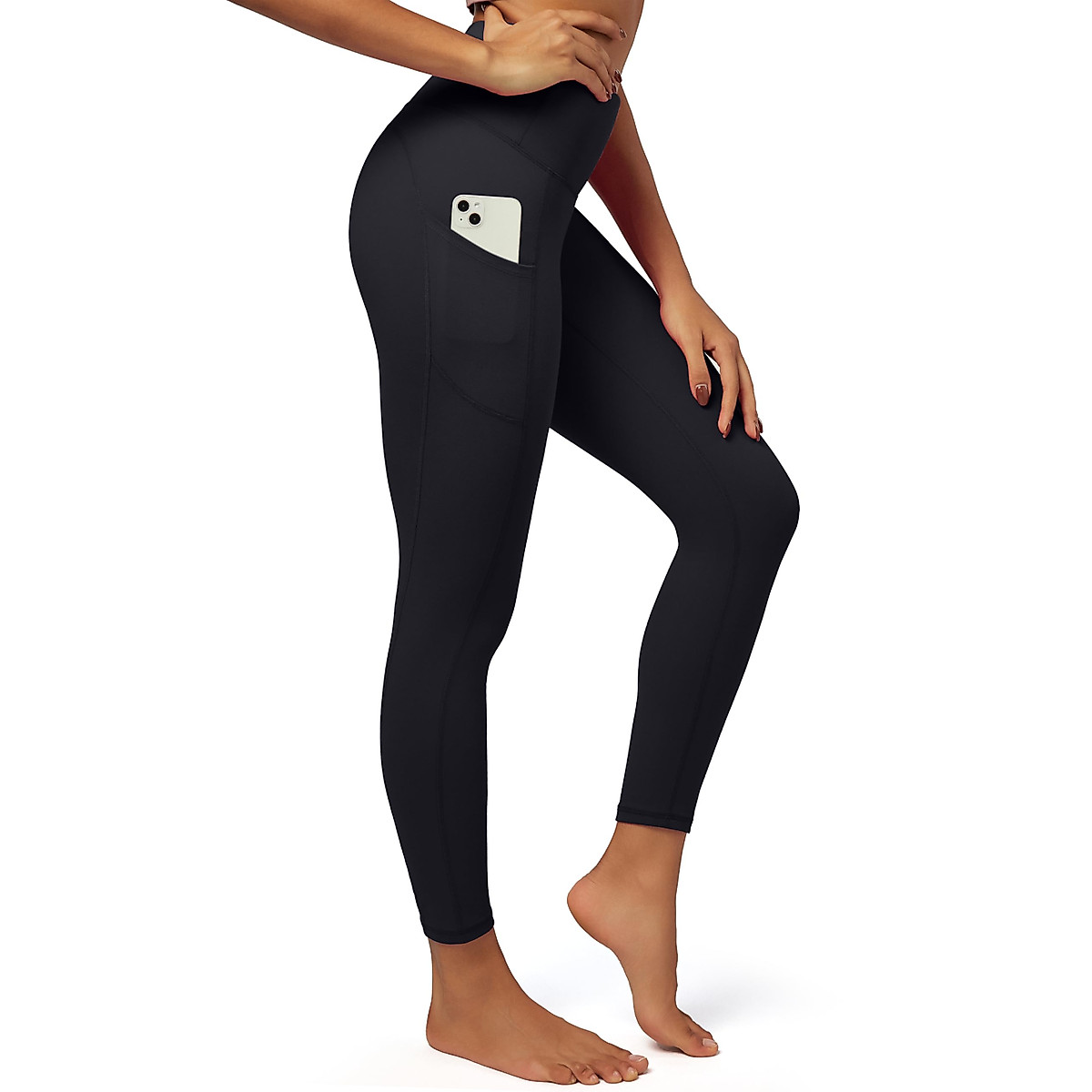 IUGA Fleece Lined Leggings with Pockets for Women Thermal Leggings for Women High Waisted Yoga Pants Winter Workout Leggings Black