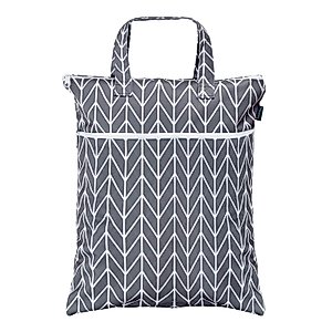 Teamoy Travel Hanging Wet Dry Bag Organizer (17.3 x 13.4 inches) with Two Compartments for Cloth Diaper, Laundry, Swimsuits and More, Easy to Hang Everywhere(M, Gray Arrow)