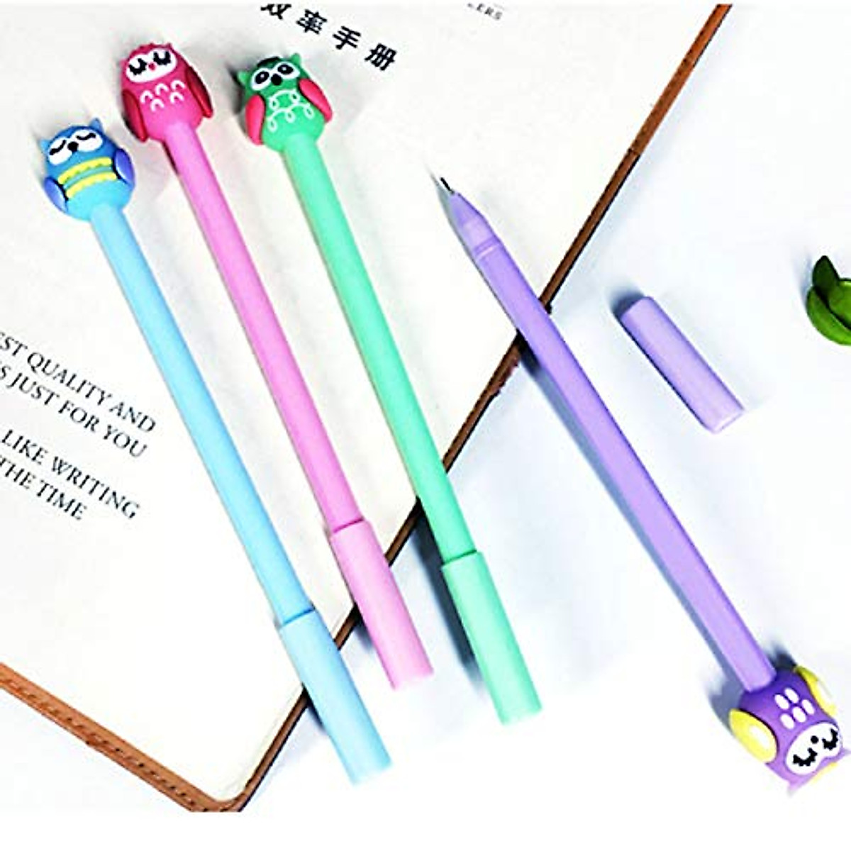 WIN-MARKET Animal Cute Owl Gel Ink Pen Cute Kawaii Black Writing Pens Ballpoint Black Ink Gel Pen Party Gift Gel Ink Pens Funny School Stationery Office Supplies(6PCS)