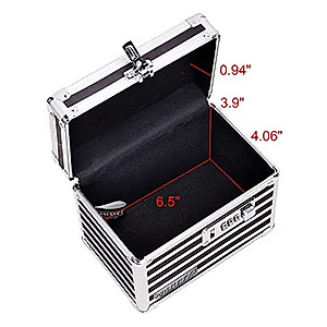 Vaultz Medicine Lock Box w/Combination Lock - 5 x 7 x 5 Cabinet Safe, Black & White Stripes