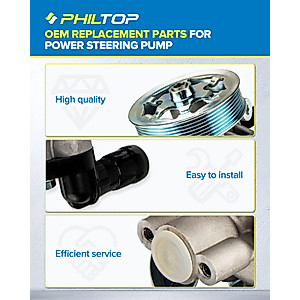 PHILTOP Power Steering Pump 21-5495 OE Replacement For Accord 2008 2009 2010 2011 2012 2.4L L4, 56100R40305, 56100R40325 Power Assist Pump, Automotive Replacement Power Steering Pumps with Pulley