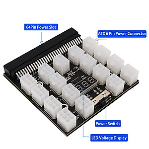 ATX 17x 6Pin Power Supply Breakout Board Adapter Converter 12V for Ethereum BTC Mining,Upgrade Version