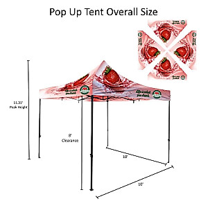 Above All Advertising Custom Pop Up Canopy Tent with Your Logo for Events, Trade Shows, Restaurant, Food Booth Tents and Canopies (10 x 10 Feet, Red Canopy)