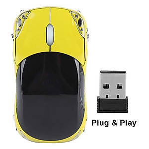 Zerone 2.4GHz Mouse, Portable Optical Mouse 1600DPI for/Android/ME/Windows PC/Tablet Gaming Office (Yellow)