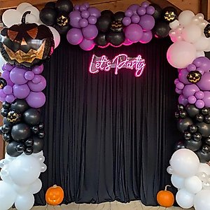 Black Backdrop Curtain 10ft x 10ft for Party Decor, Polyester Backdrop Drapes for Wedding Party Halloween Decorations