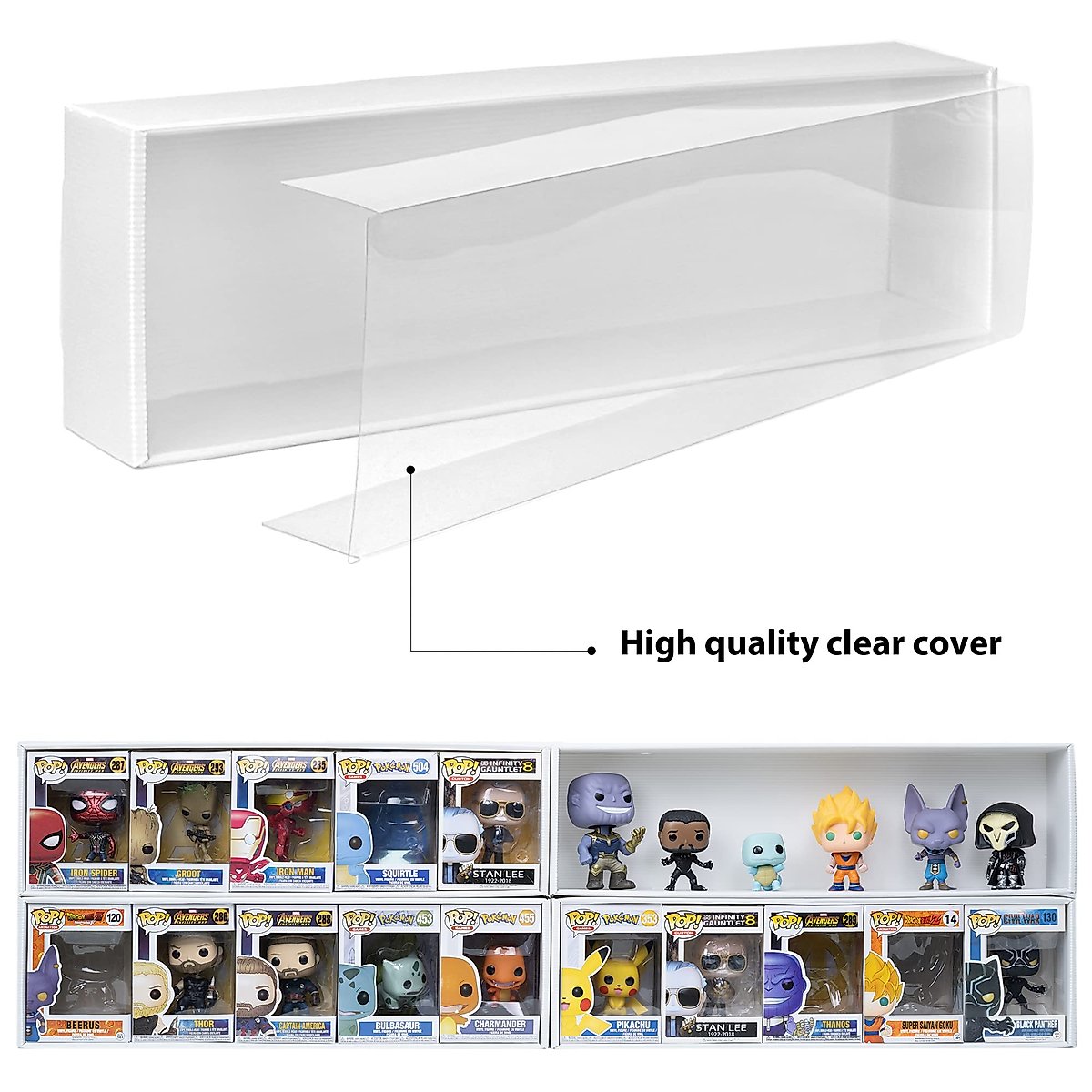5X4 Version Display Case Compatible with Fnko Pop Boxes, Stackable 4 Single Row, with Transparent Cover to Protect Your Collection Against Dust (Holds 20 Pops)
