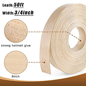 Birch Plywood Veneer Roll Wood Veneer Edge Banding,3/4 inch*10ft Edge Banding, Iron on with Hot Melt Adhesive, Flexible Wood Tape Sanded to Perfection. Easy Application Wood Edging