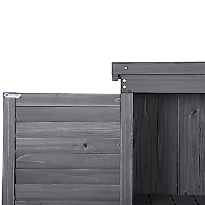 Merax Wooden Garden Shed 3-Tier Patio Storage Cabinet Outdoor Organizer Wooden Lockers with Fir Wood (Gray Wood Color -Shutter Design)