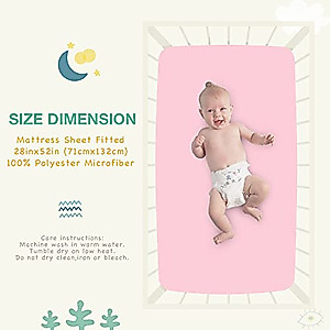 EXQ Home Fitted Baby Crib Sheets for Boys Girl, Standard Crib Mattress Sheet Soft Breathable Toddler Bed Sheets, Cozy Microfiber Toddler Cot Sheet (28x52x8in Pink)