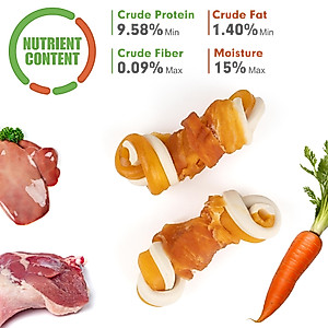 MON2SUN 2.5" Rawhide Free Dog Treats with Mixed Vegetables, Chicken Wrapped Mini Knot Bones for Small Dogs, Healthy Dog Snacks for Balanced Nutrition, 21.2oz