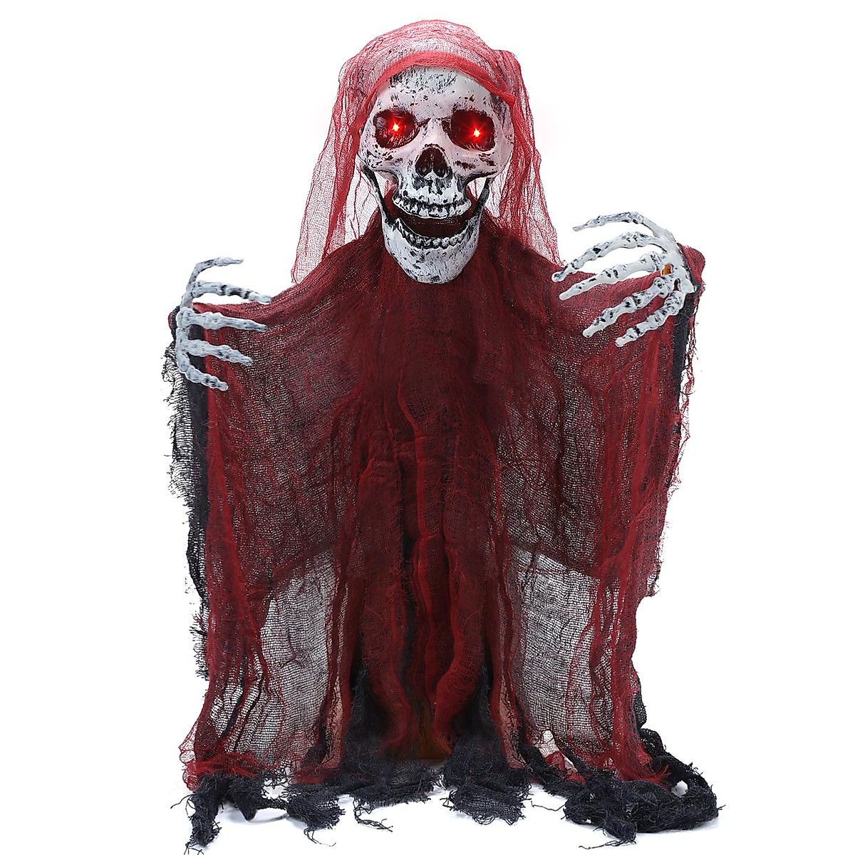 Halloween Decoration Zombie with Light-up Skeleton Eyes and Sound Prop for Halloween Outdoor, Lawn, Yard, Patio Decor, Haunted House Decoration