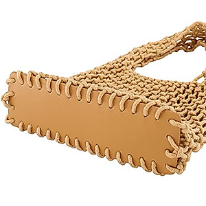 CHIC DIARY Handwoven Small Handbags for Women Cotton Crochet Clutch Purses Summer Beach Fishnet Tote Bags Wristlet Bags(Light Brown)