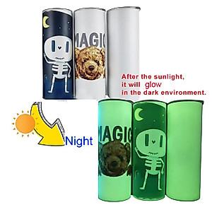 Gteller UV Change Color Sublimation Skinny Tumbler Glow In The Dark, Double Wall Stainless Steel Vacuum Insulated Slim Staight Travel Mug (Blue)