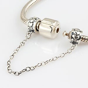Heart Charm Chain Charm 925 Sterling Silver Clasp Safety Clip Stopper Charm Spacer Charm Anniversary Charm Birthday Charm for Pandora Charms Bracelet (A)