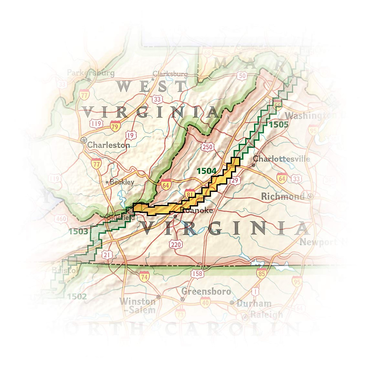 Appalachian Trail: Bailey Gap to Calf Mountain Map [Virginia] (National Geographic Topographic Map Guide, 1504)