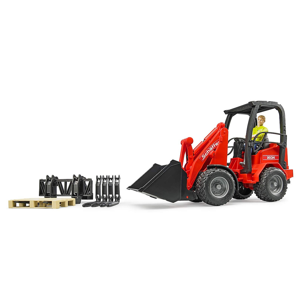 Bruder Schaeffer Compact Loader 2034 Farm & Construction Vehicle for Realistic Pretend Play, Sandbox or Outdoor Fun