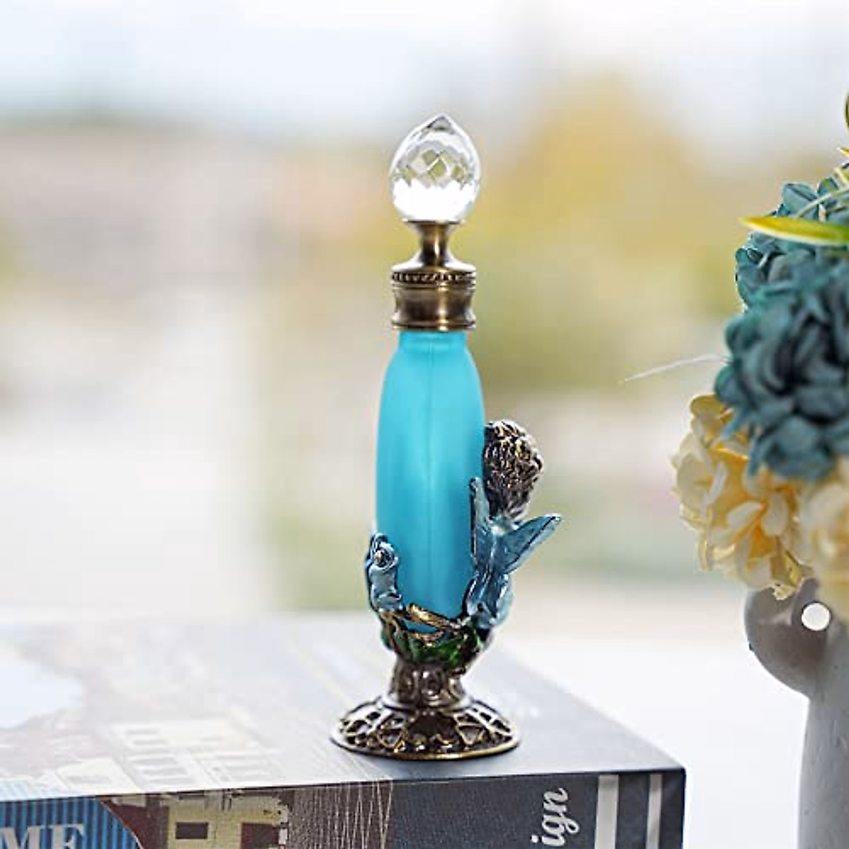 YU FENG Vintage Cherub Angel Perfume Bottles Empty Decorative Refillable Crystal Glass Perfume Bottle(Blue,30ML)