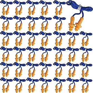 RONYOUNG 100 Pairs Corded Ear Plugs Reusable Silicone Earplugs Sleep Noise Cancelling for Hearing Protection