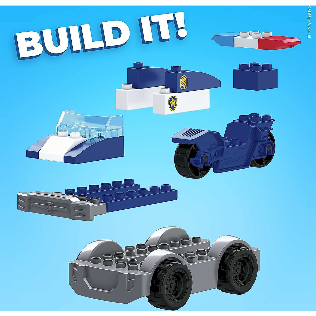 Mega BLOKS PAW Patrol Toddler Building Blocks Toy Car, Chase's City Police Cruiser with 31 Pieces, 1 Figure, Gift Ideas for Kids Age 3+ Years