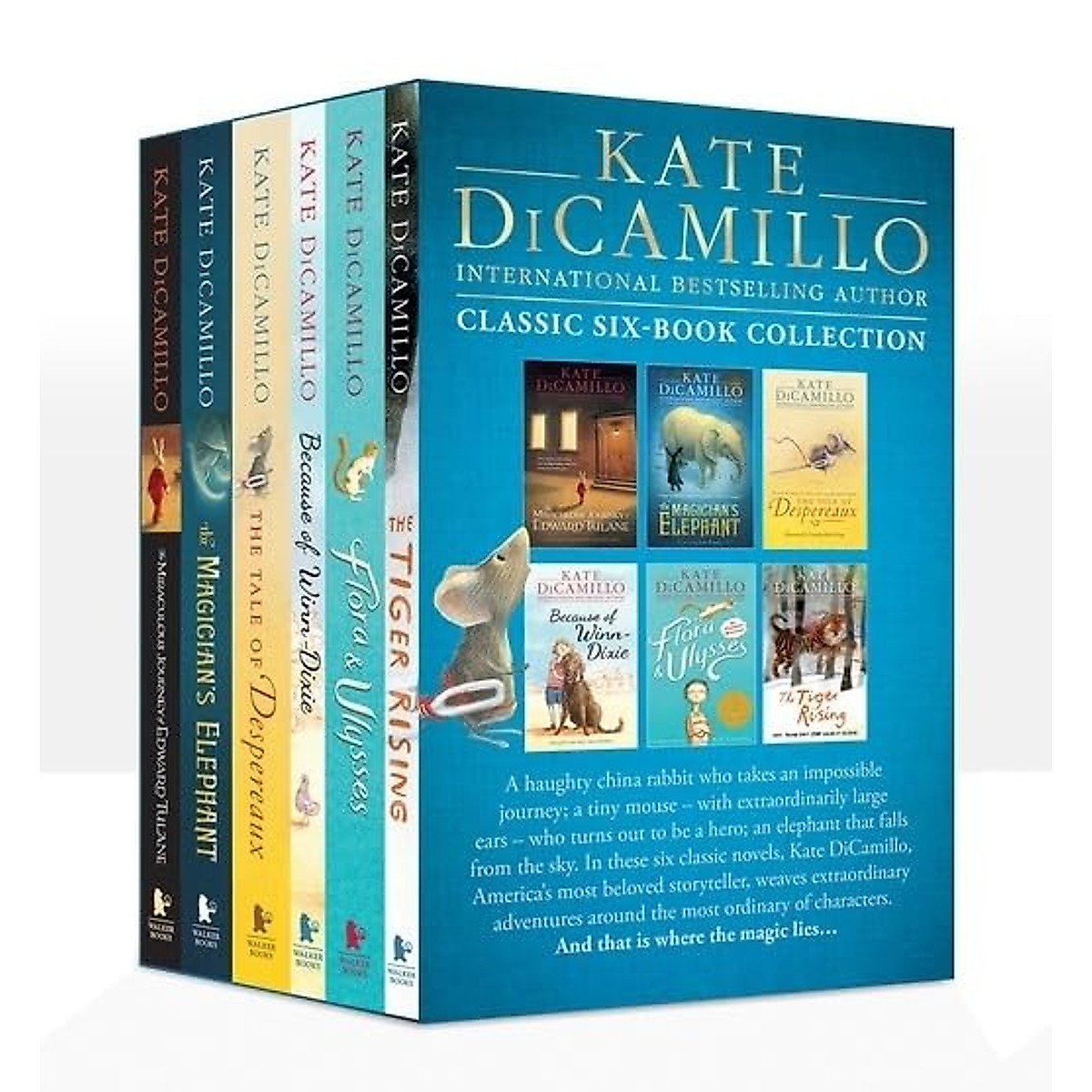 Six Books Box Collection Set (The Miraculous Journey of Edward Tulane, The Magician's Elephant, The Tale of Despereaux, Because of Winn-Dixie, Flora & Ulysses,The Tiger Rising)
