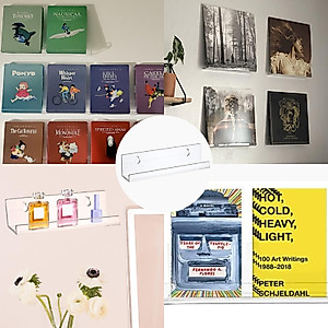 hautllaif Vinyl Record Display Set,3 Pack Transparent Vinyl Record Shelf Wall Mount and Protective Sleeve Covers,8in Acrylic Record Album Holder Shelves and Clear Album