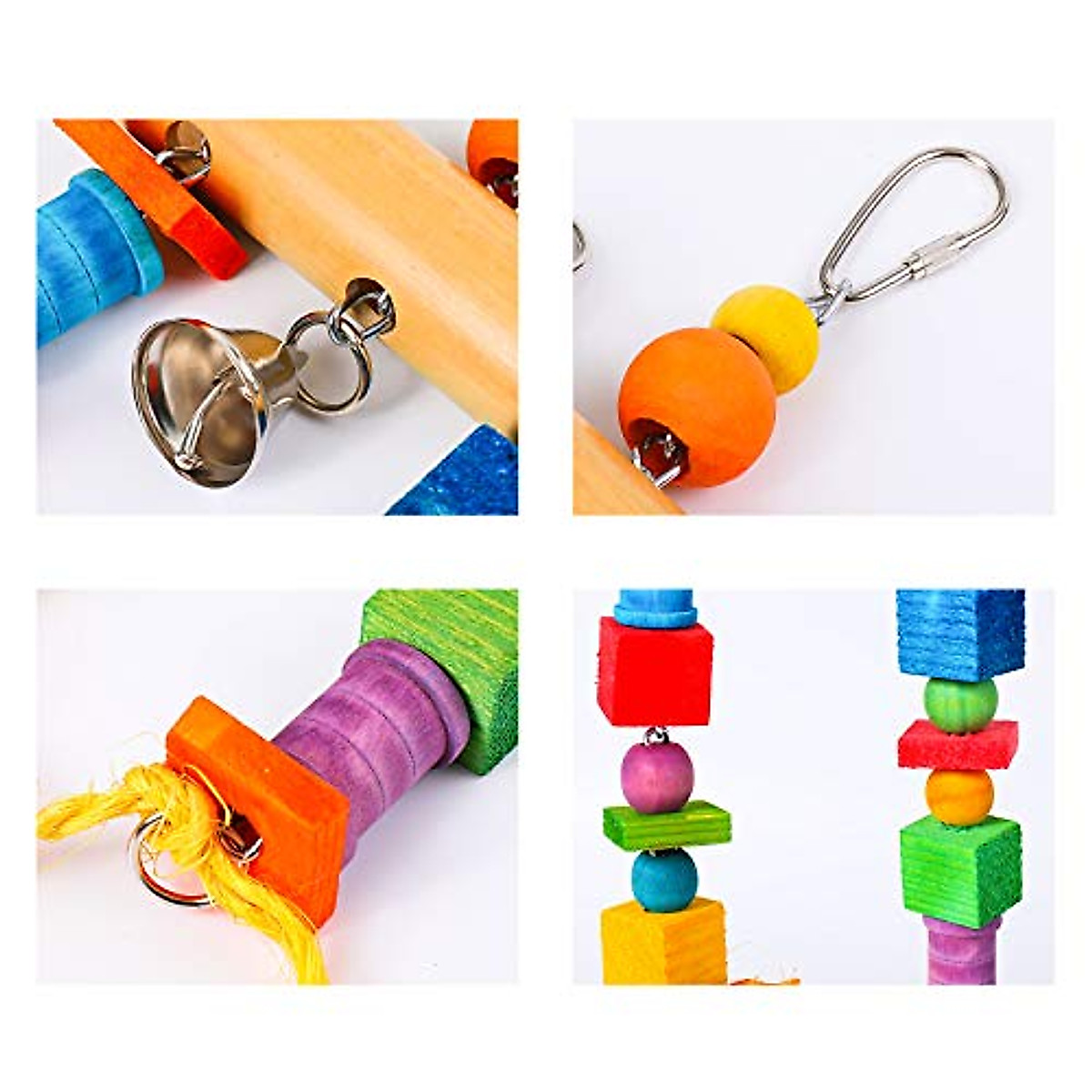 kidus 2-Pack Parrot Bird Bamboo Chewable Sound Toy Set Bird Supplies Bird Cage Accessories